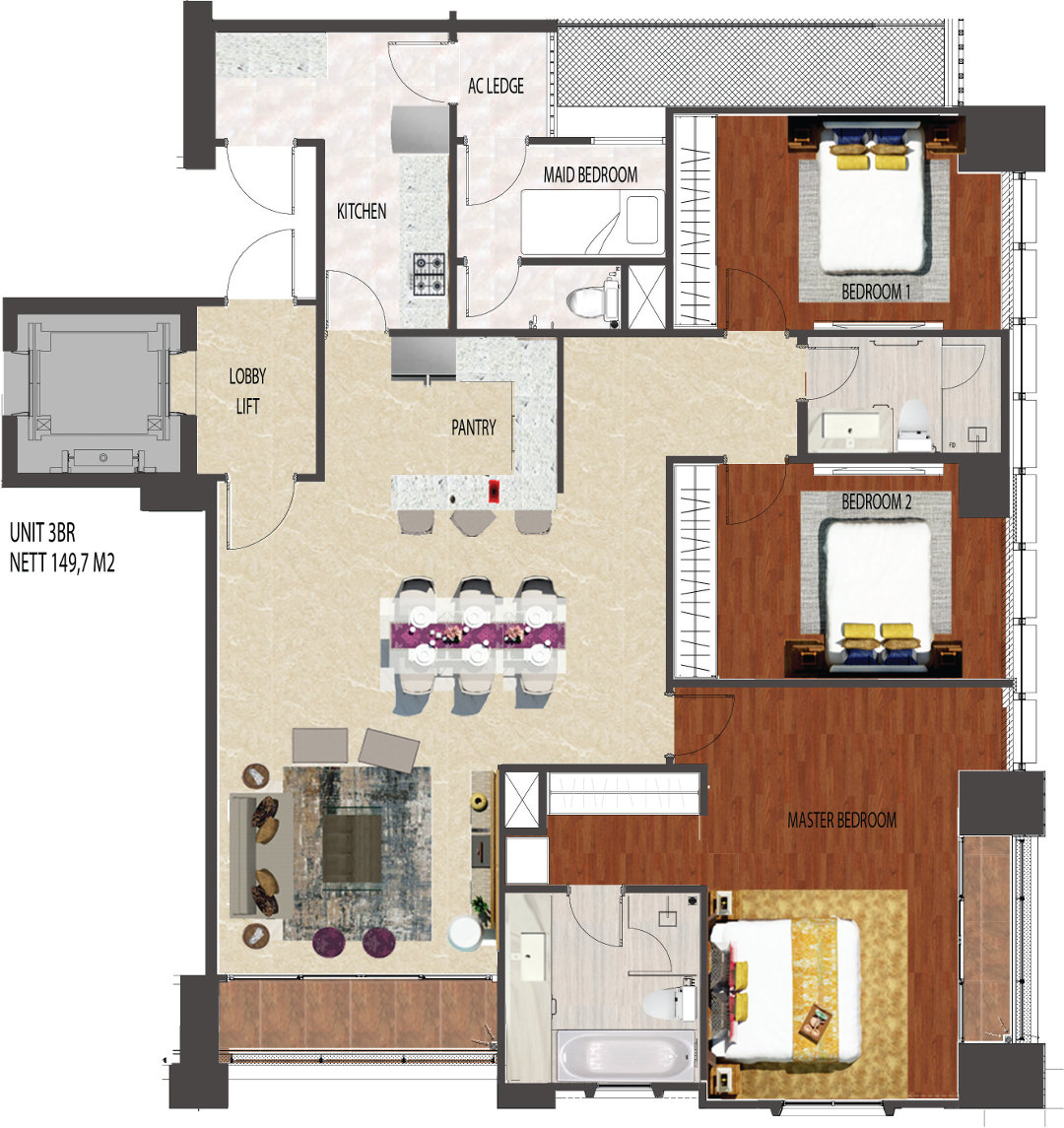 3 Bedroom Unit – Tentrem Suites